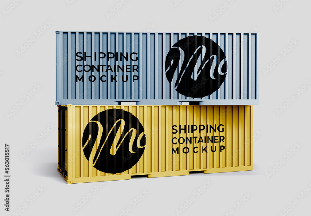 Two Shipping Containers Mockup Stock Template | Adobe Stock