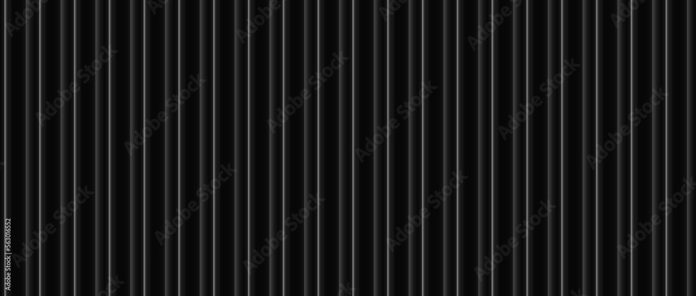 Vector black striped metal wall texture. 3d gray linear grooved plastic ...