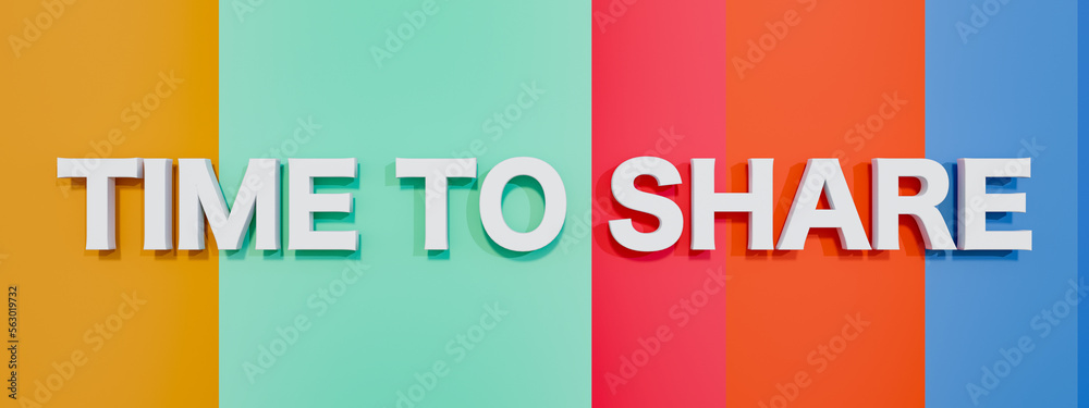 Time to share. Togetherness, meeting and leisure activity sign. Text in ...