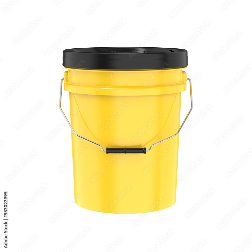 Yellow bucket isolated on transparent background for mockup Stock ...