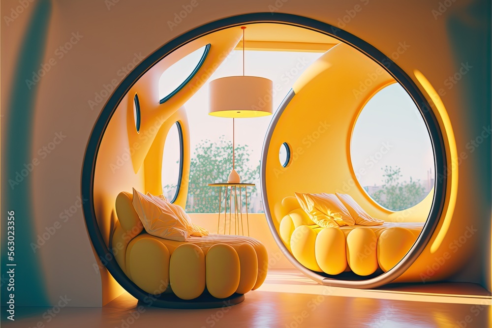 Futuristic bedroom interior, science fiction architecture, modern ...