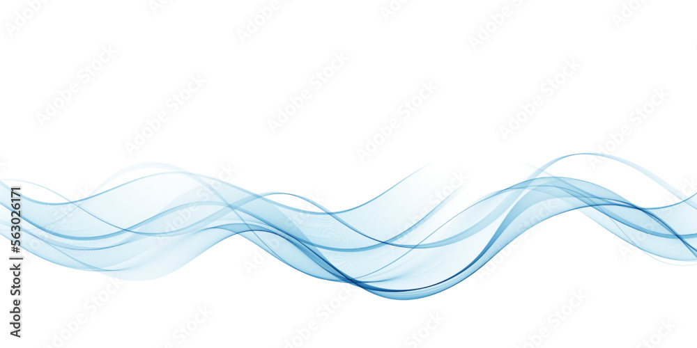 Abstract wavy flow of blue lines, wave transparent background, color ...