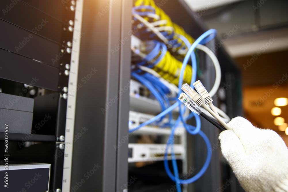 Hand choose RJ45 UTP Cat6 LAN internet network cable fiber optic and ...