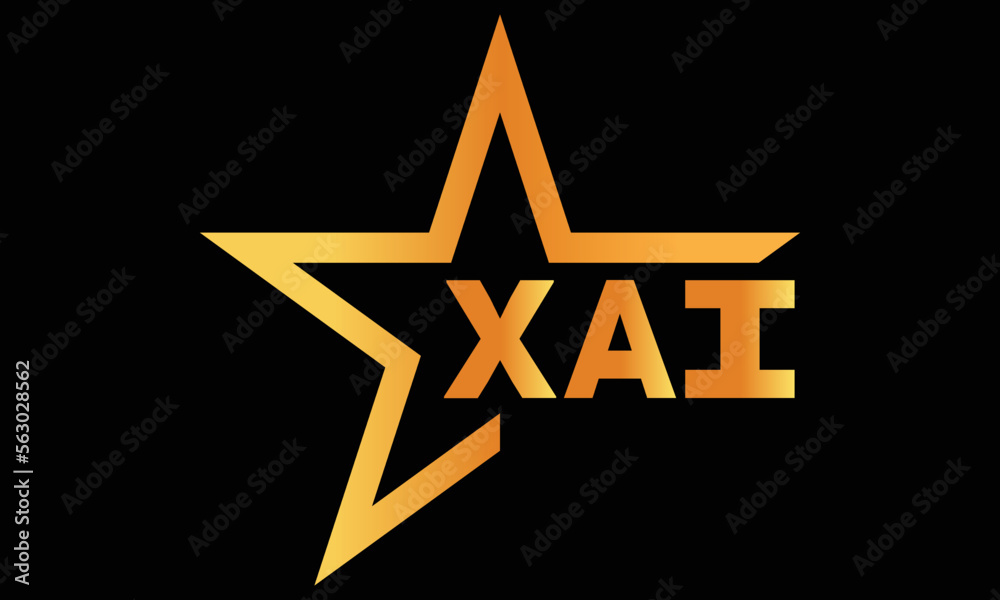 XAI golden luxury star icon three letter logo design vector template ...