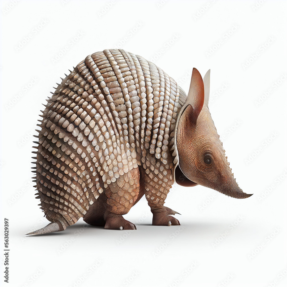 Armadillo full body image with white background ultra realistic Stock Illustration | Adobe Stock