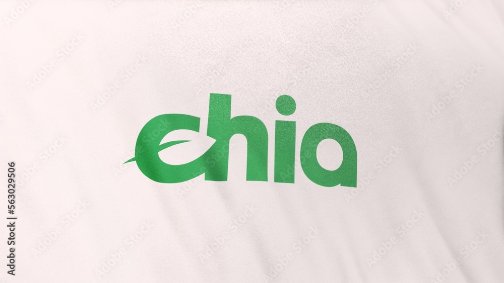 XCH Chia Coin icon logo on white flag banner background. Concept 3D ...