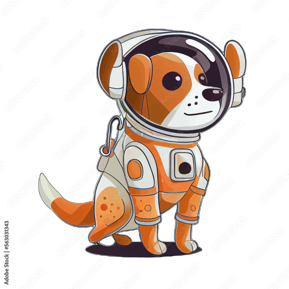 Vetor de Cute astronaut dog illustration cartoon vector graphic do ...
