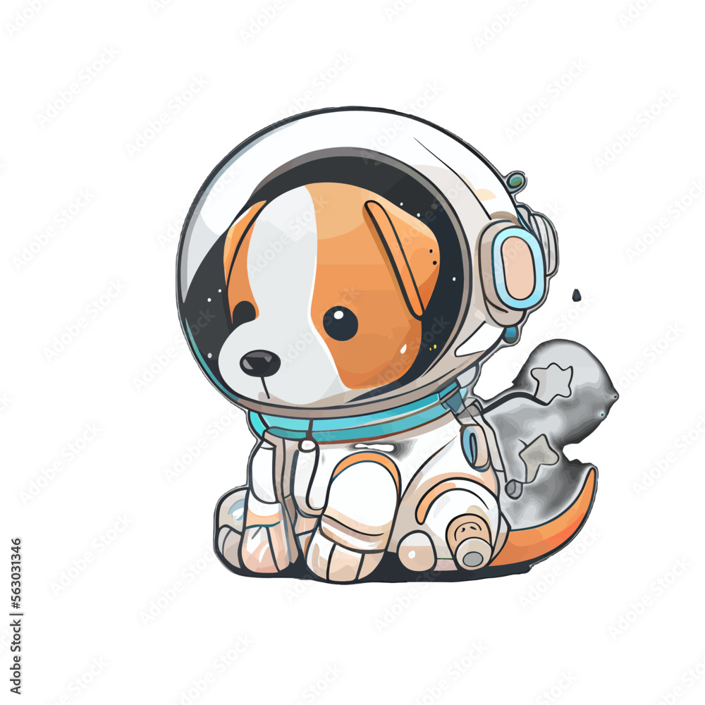 Cute astronaut dog illustration cartoon vector graphic Stock Vector ...