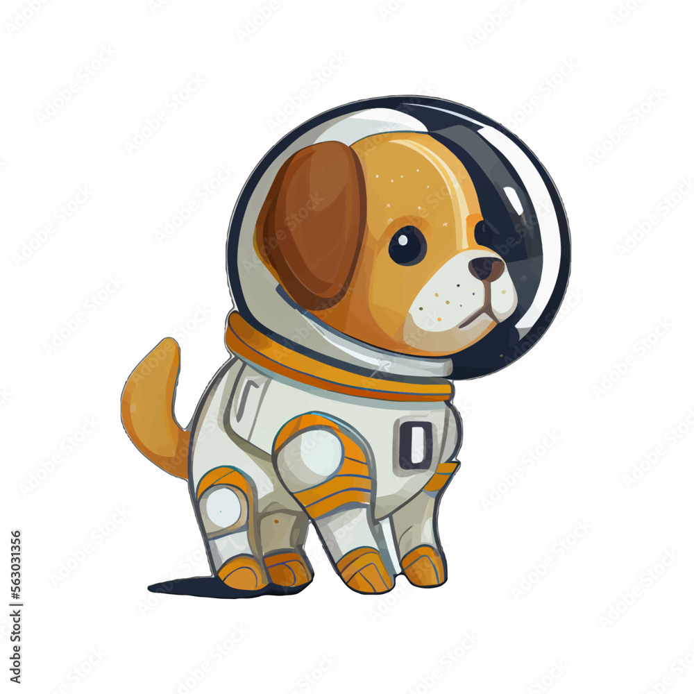 Cute astronaut dog illustration cartoon vector graphic Stock Vector ...