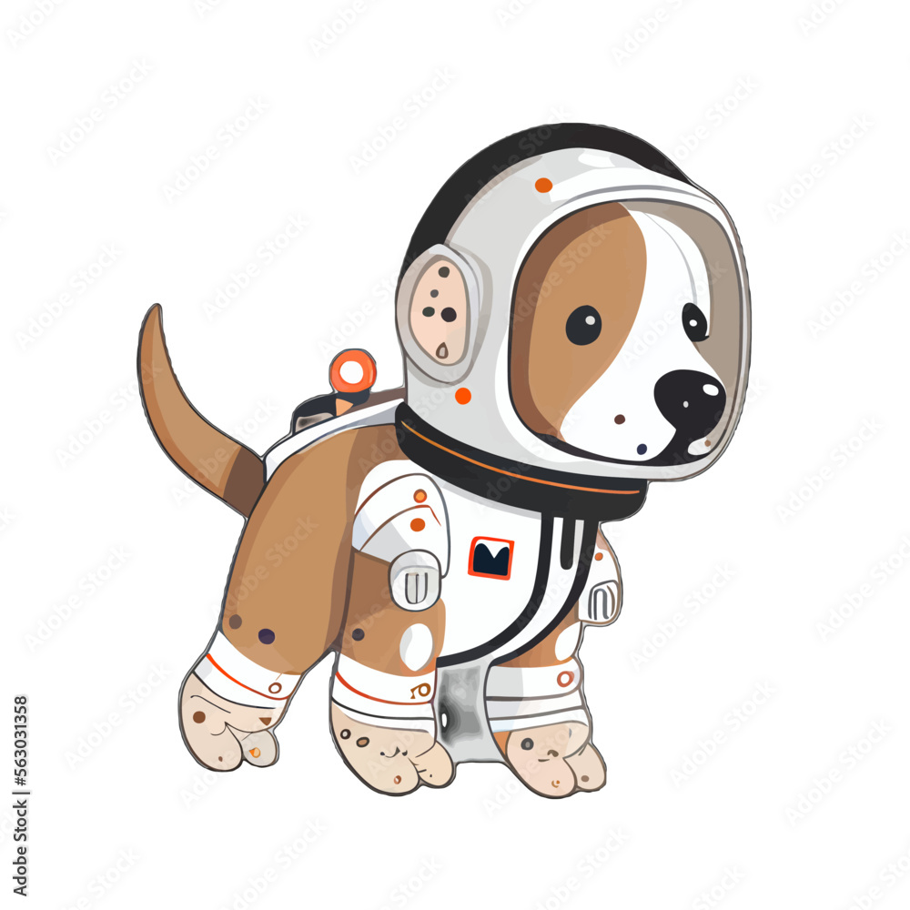 Cute astronaut dog illustration cartoon vector graphic Stock Vector ...