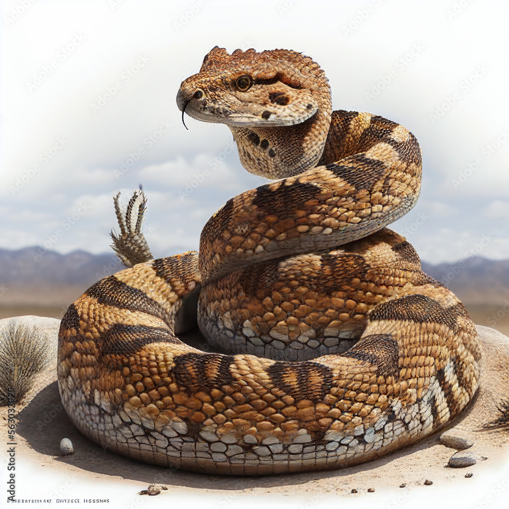 Aruba Rattlesnake full body image with white background ultra realistic ...