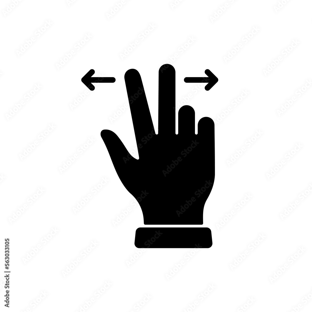 Zoom Gesture, Hand Finger Swipe Right and Left Silhouette Icon. Pinch ...