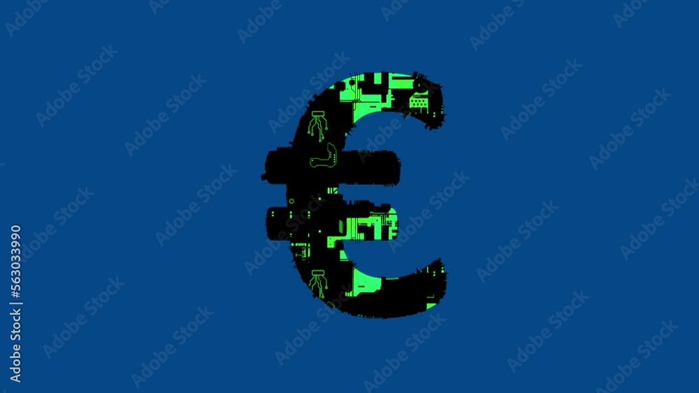 euro sign - innovation cyber punk alphabet with green highlights ...