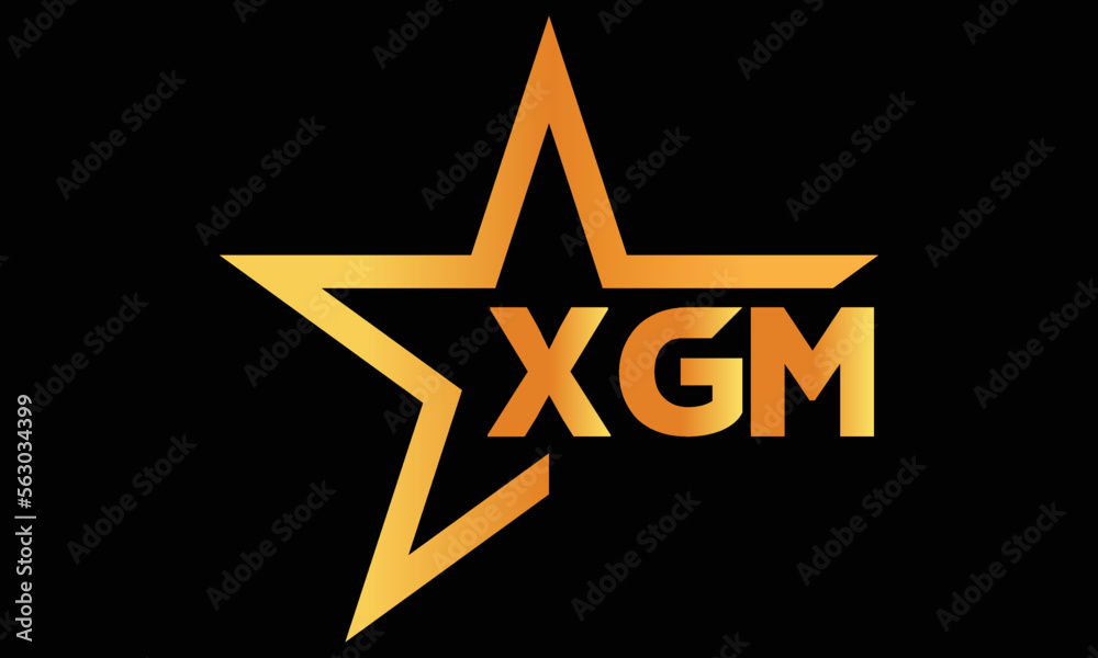 XGM golden luxury star icon three letter logo design vector template ...