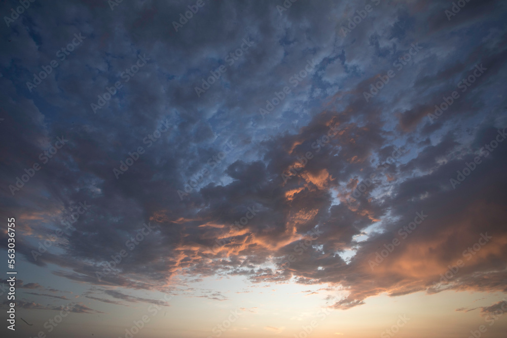 Lima Peru Cloudy blue sky with white clouds coast line view beach shore ...