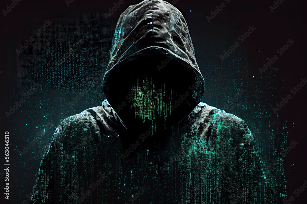 shadow crime on the dark web Internet hologram of a digital hacker ...