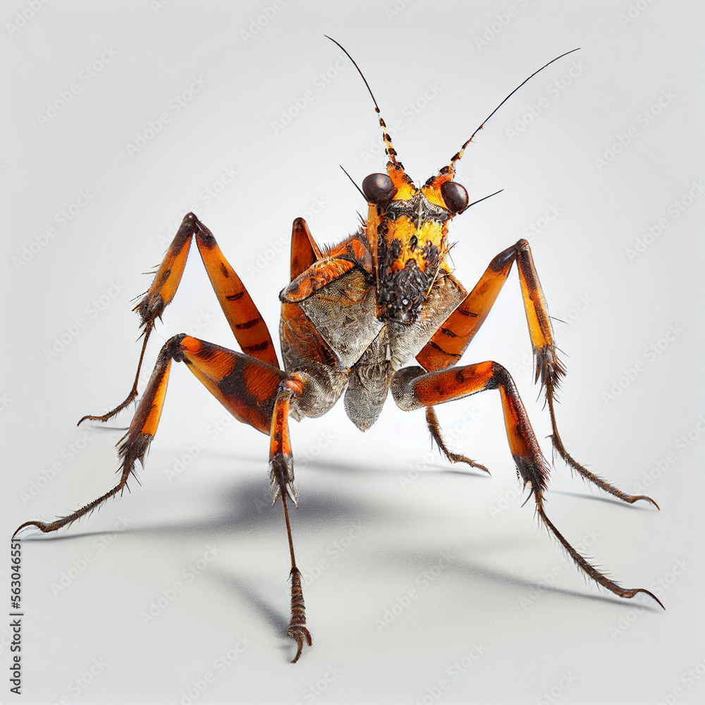 Assassin Bug full body image with white background ultra realistic ...