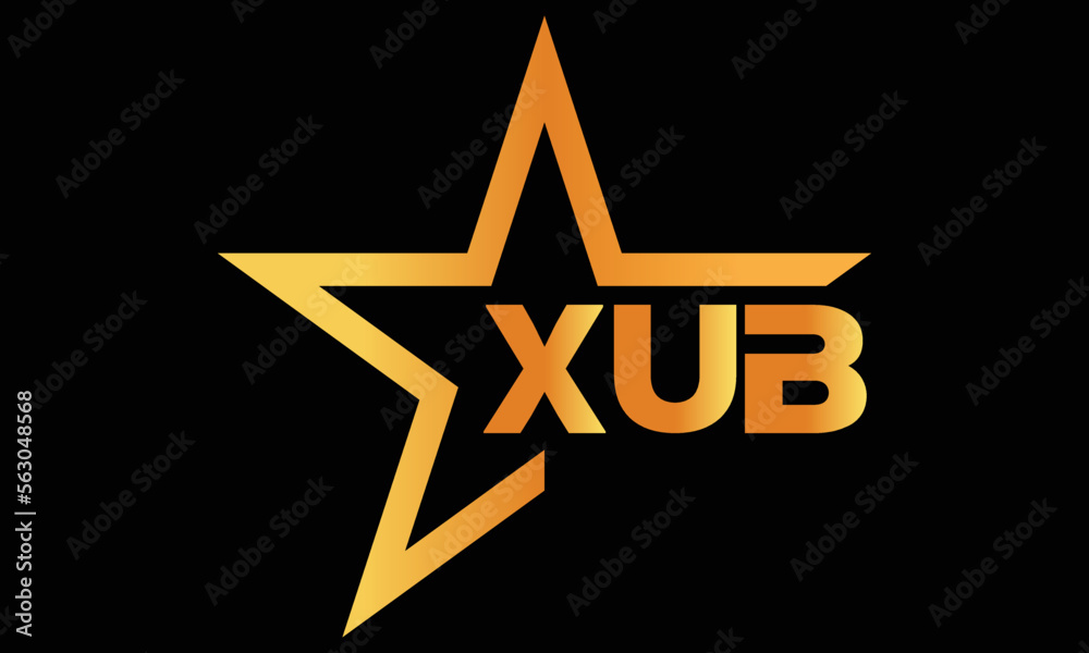 XUB golden luxury star icon three letter logo design vector template ...