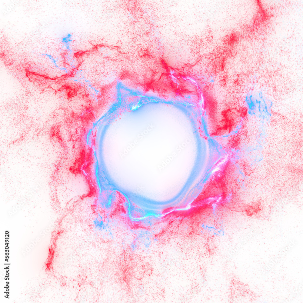 Energy effects in sparkling neon red and blue. Electric lightning ...