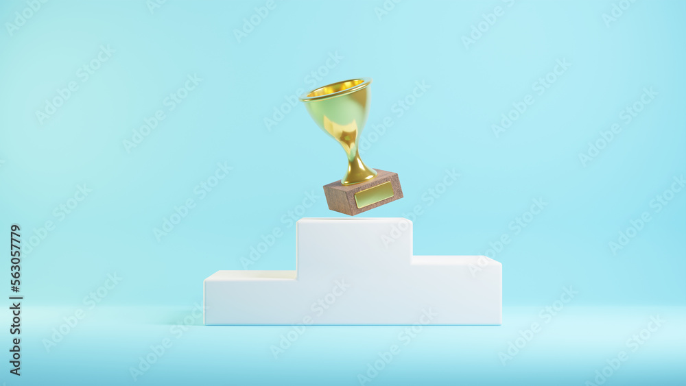 3d render ranking podium with trophy on the top Stock Illustration ...