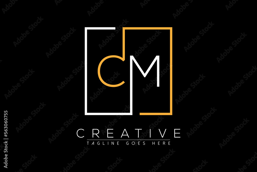Initial letter cm, mc, c, m elegant and luxury Initial with Rectangular ...