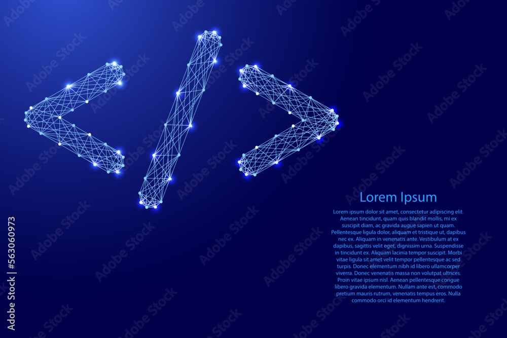 Web coding development concept, angle brackets and slash, from ...