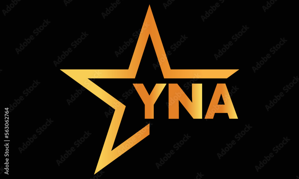 YNA golden luxury star icon three letter logo design vector template ...