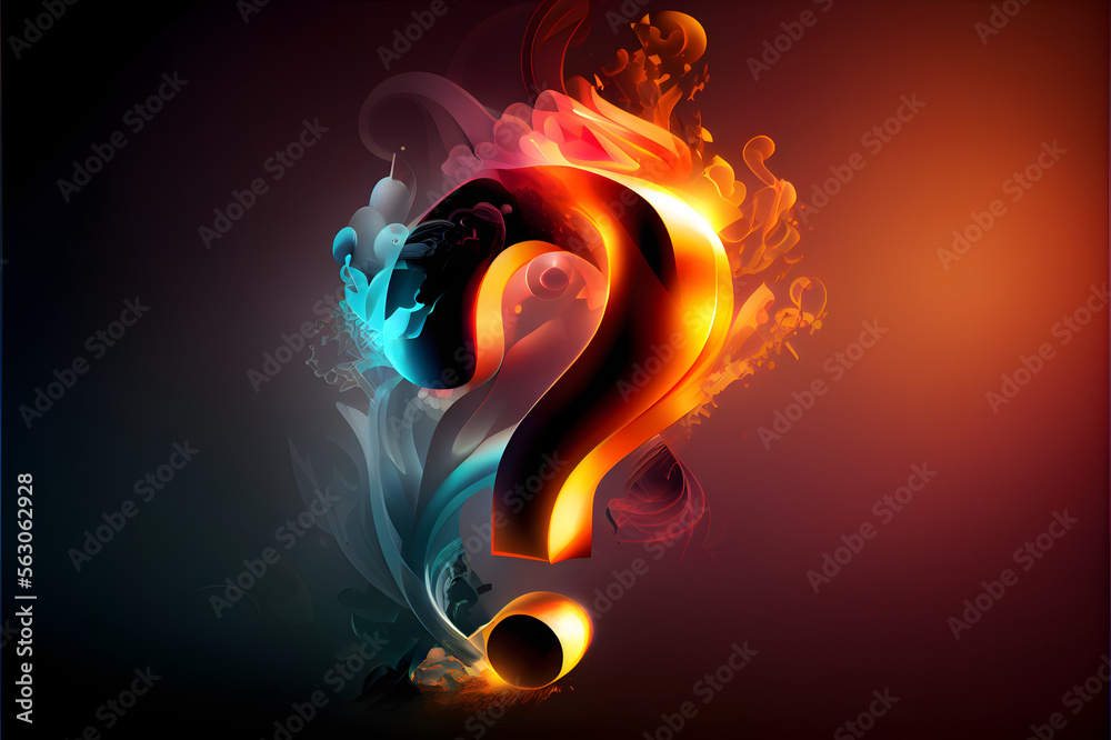 question mark background with fire, generative ai Stock Illustration ...
