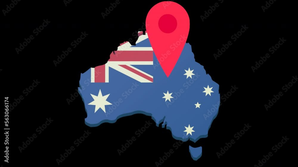 Animation loop in flat design style of a jumping red map marker on the ...