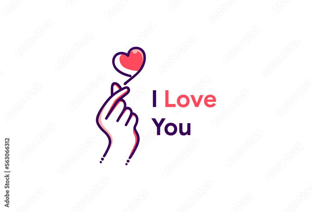 I love you. mini Pink love hand ,korean heart finger i love you sign ...