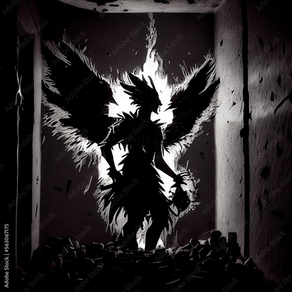 Street art graffiti of a demon outline - By Generative AI Stock ...