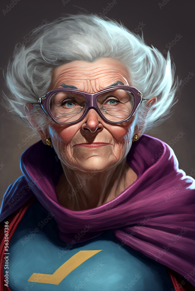 Generative ai strong and confident superhero grandma. Stock ...