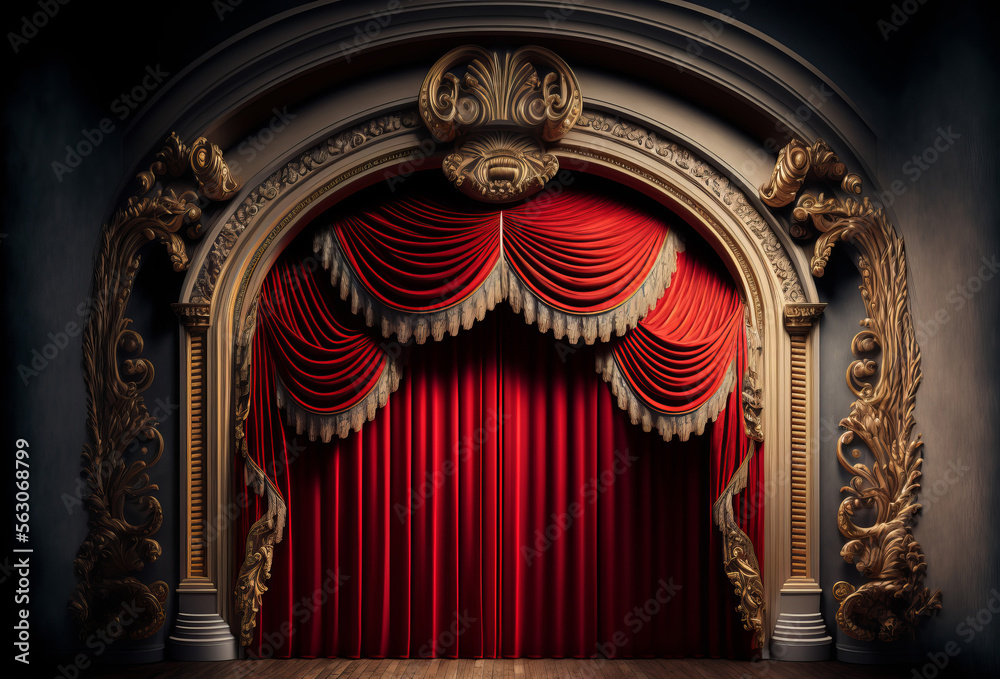 Elegant theatre stage curtain background. Generative ai Stock ...