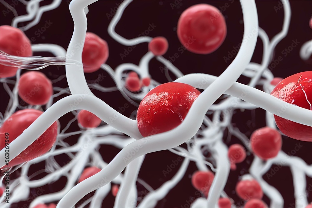 Blood vessel with flowing Red blood and White blood cells, 3D ...