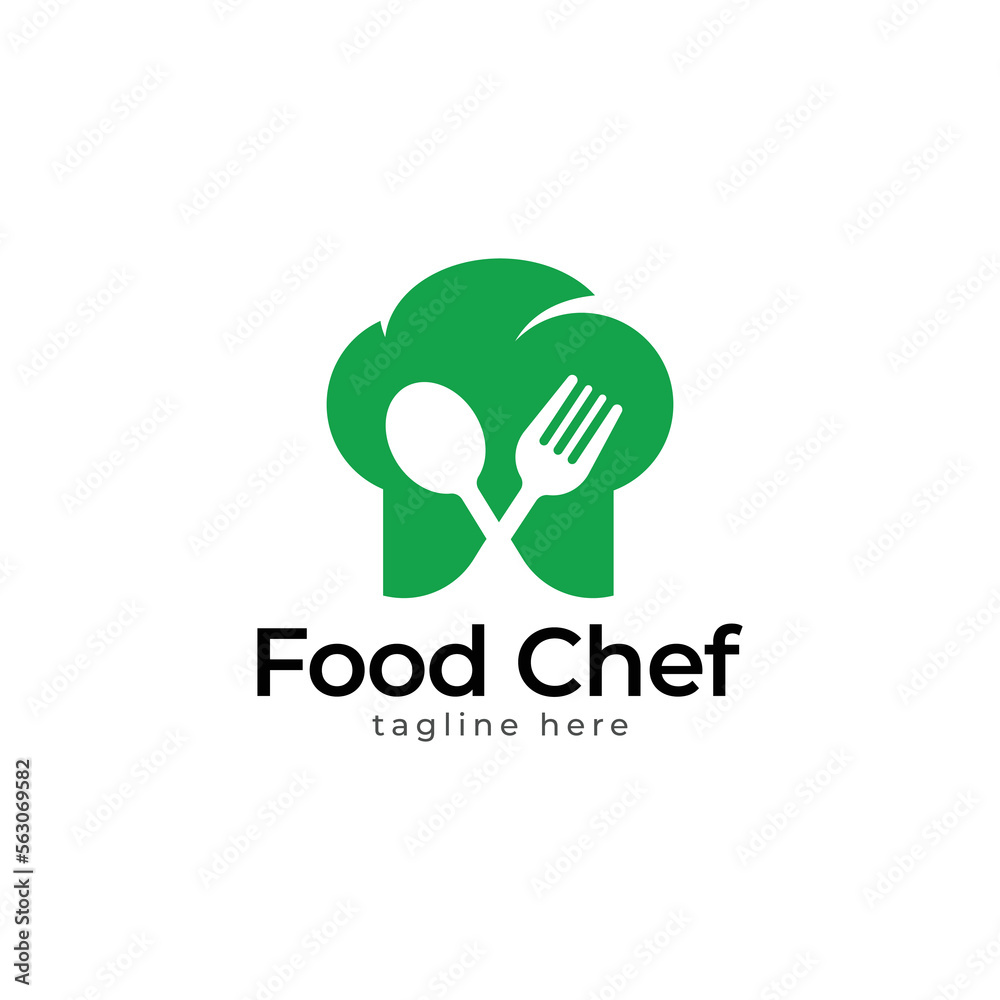 Food chef logo template. Restaurant logo design. Chef hat with spoon ...