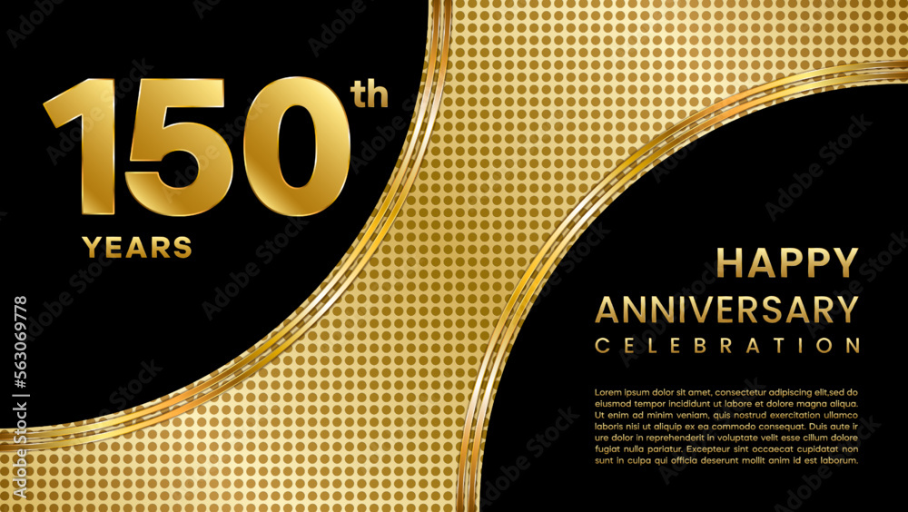 150 year anniversary template design with golden color pattern for ...