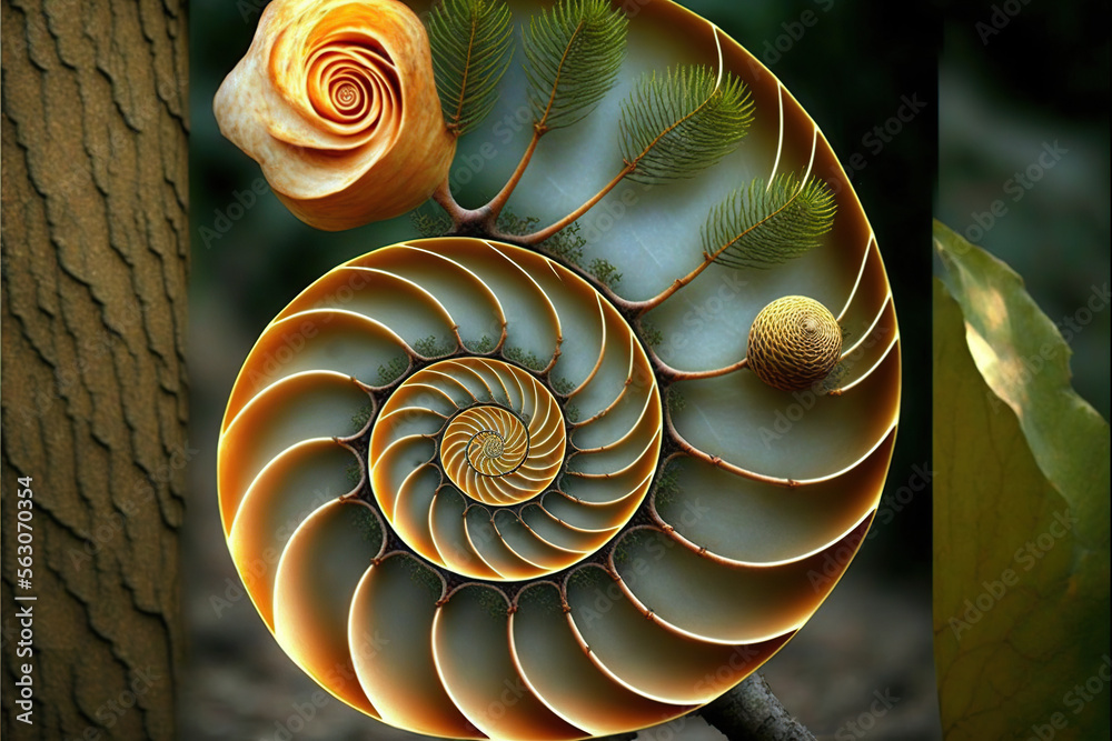 Fibonacci Sequence and Gold Proportion made with generative AI Stock ...