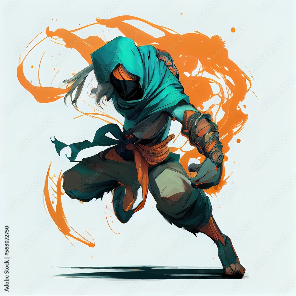 Agile ninja fighter, action pose ,made with Generative AI Stock ...