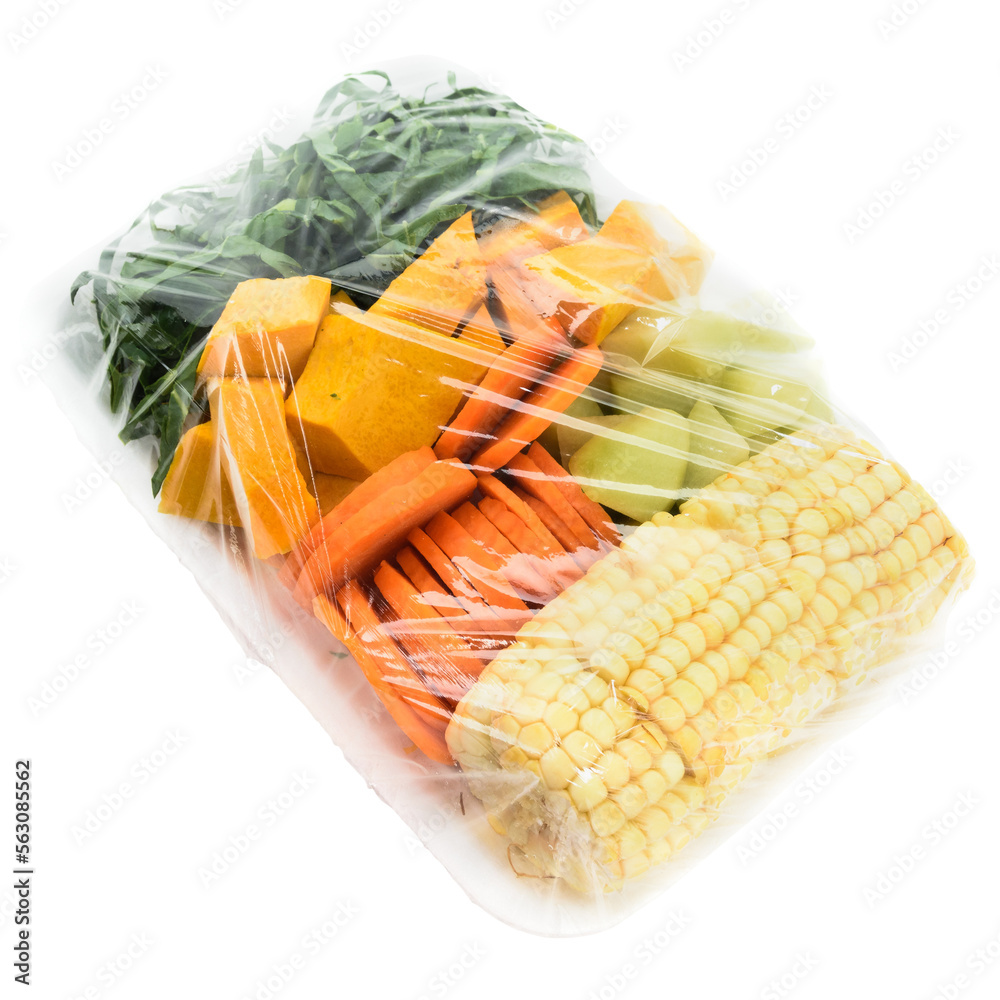 Kit sopa embalado, verduras e legumes orgânicos cortados para preparar ...