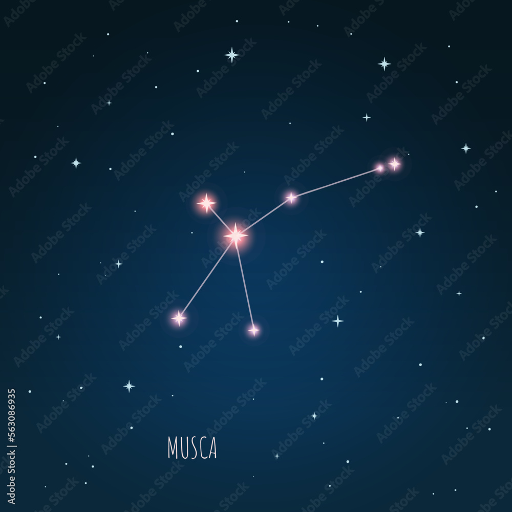 Constellation scheme in starry sky. Open space. Vector illustration ...