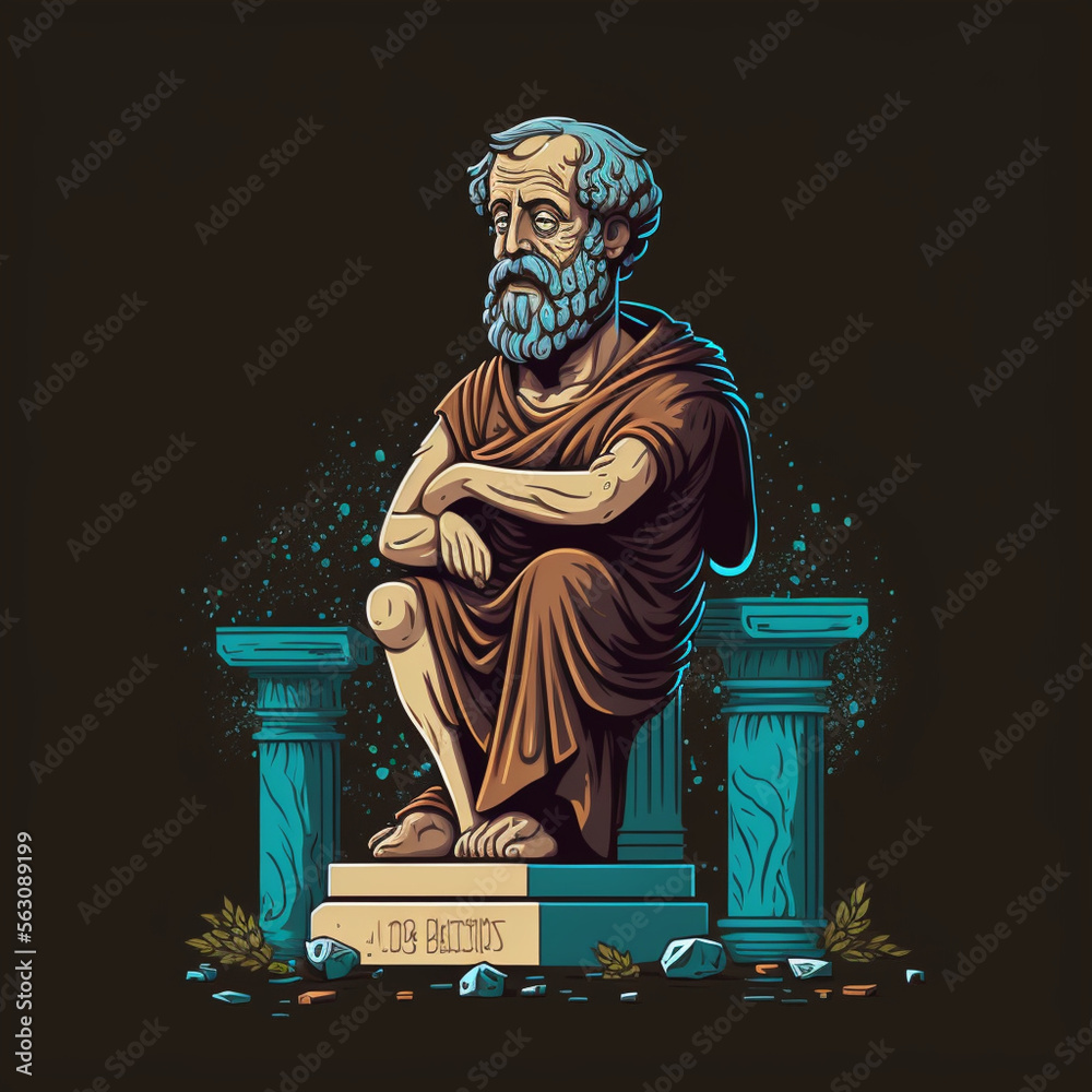 avatar logo sticker of an ancient Greek god sitting among the pylons on ...