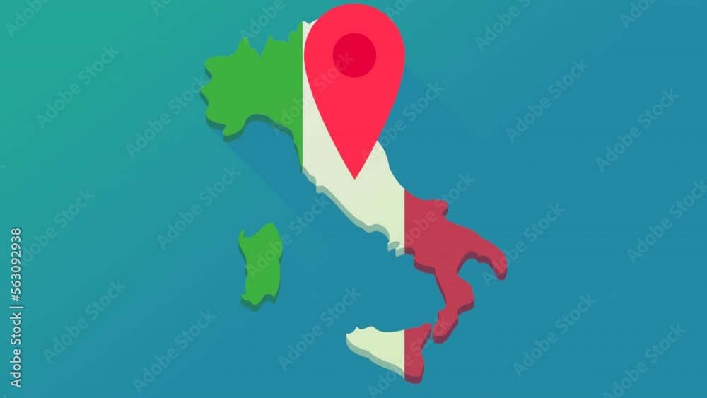 Animation loop in flat design style with a jumping red map marker over ...