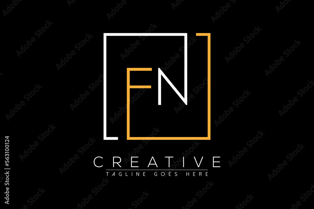 Initial letter fn, nf, f, n elegant and luxury Initial with Rectangular ...