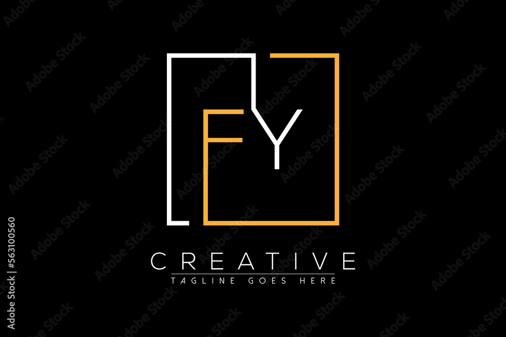 Initial letter fy, yf, f, y elegant and luxury Initial with Rectangular ...