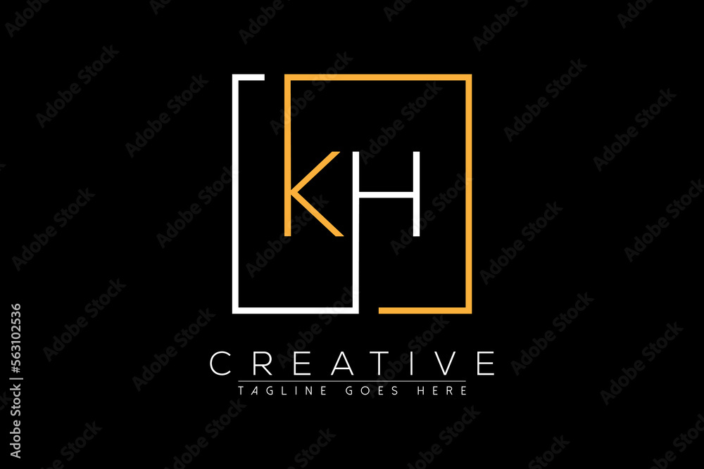 Initial letter kh, hk, k, h elegant and luxury Initial with Rectangular ...