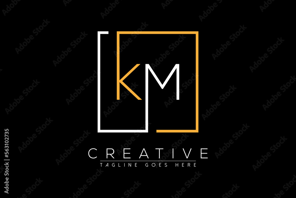Initial letter km, mk, k, m elegant and luxury Initial with Rectangular ...