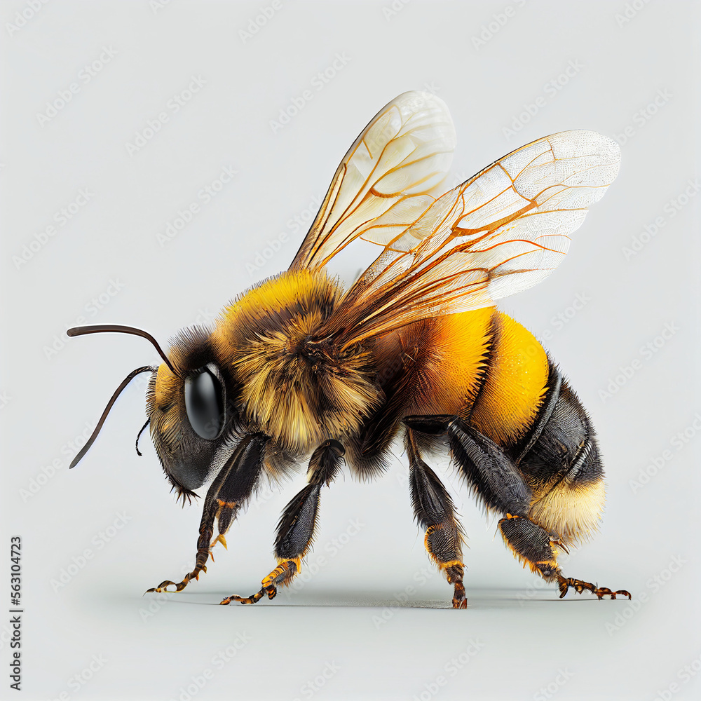 Bee full body image with white background ultra realistic Stock ...