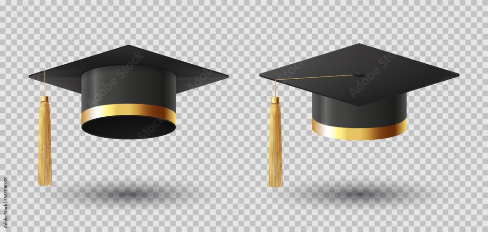 Realistic graduation cap or mortar board. Graduation university or ...