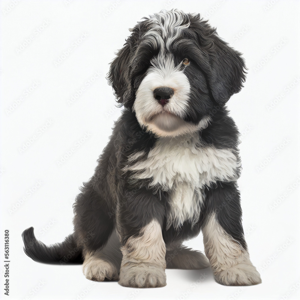 Bernedoodle full body image with white background ultra realistic Stock ...