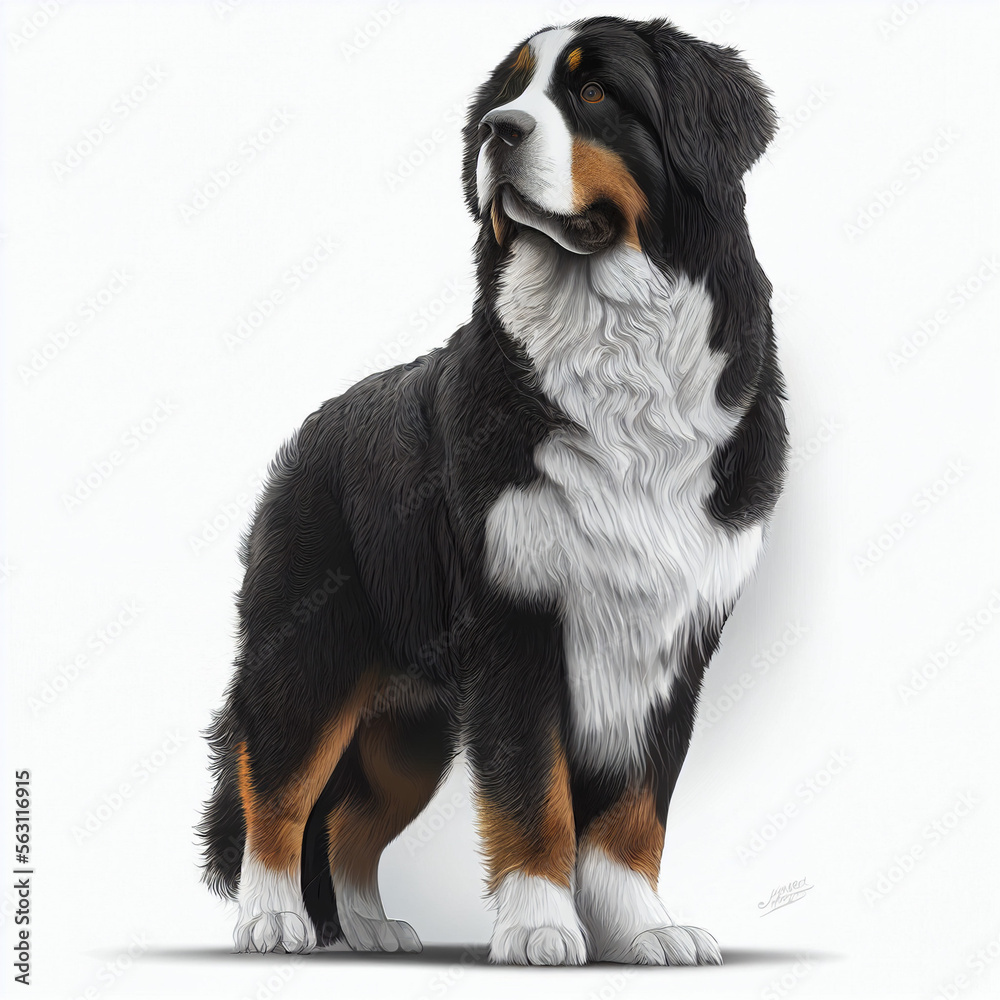 Bernese Mountain Dog full body image with white background ultra ...